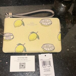 Coach | Bags | Coach Lemon Print Wristlet Yellow | Poshmark